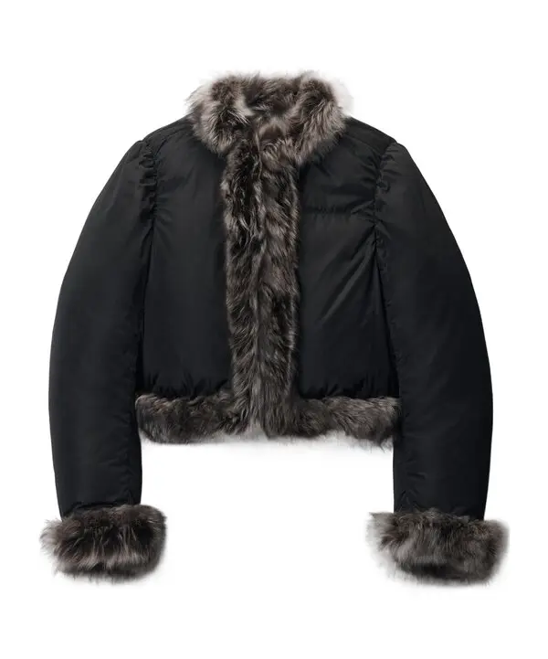 Alexander Wang Fur Trim Cardigan Puffer Coat