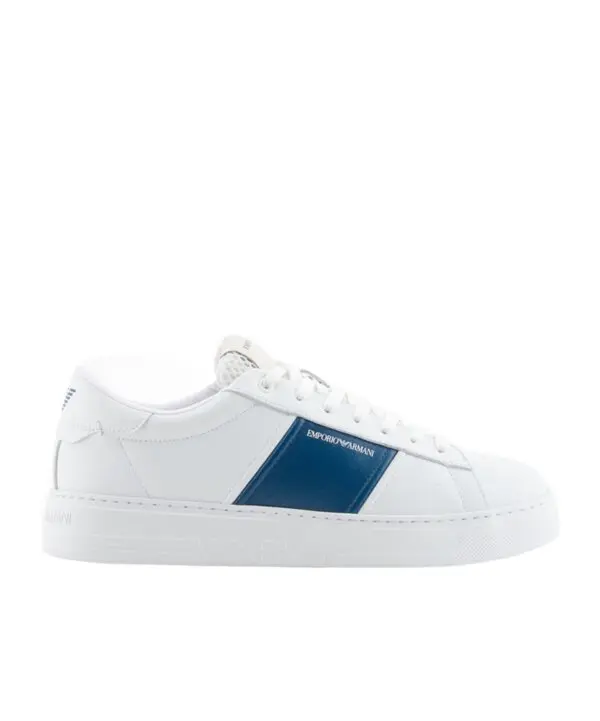 Emporio Armani Round Toe Low Top Lace Up Sneakers