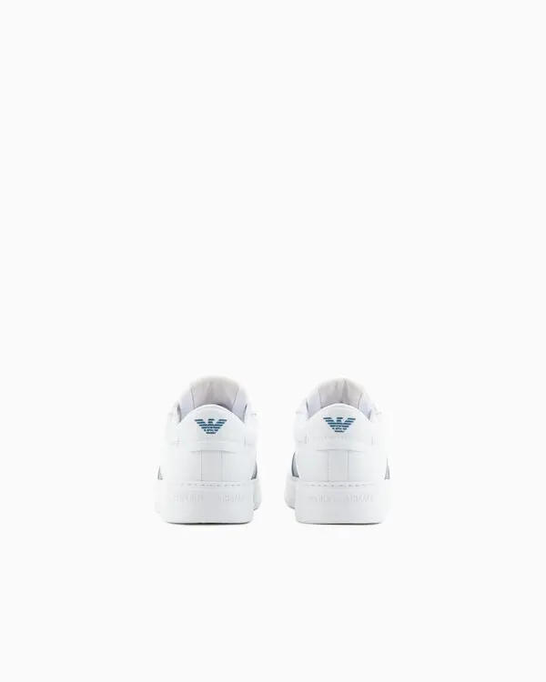 Emporio Armani Round Toe Low Top Lace Up Sneakers