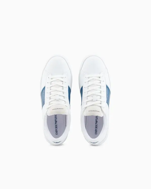 Emporio Armani Round Toe Low Top Lace Up Sneakers