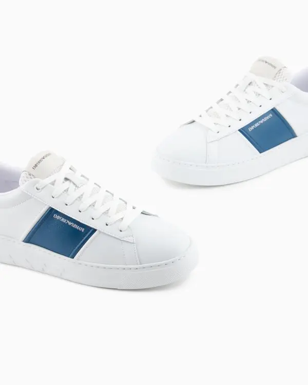 Emporio Armani Round Toe Low Top Lace Up Sneakers