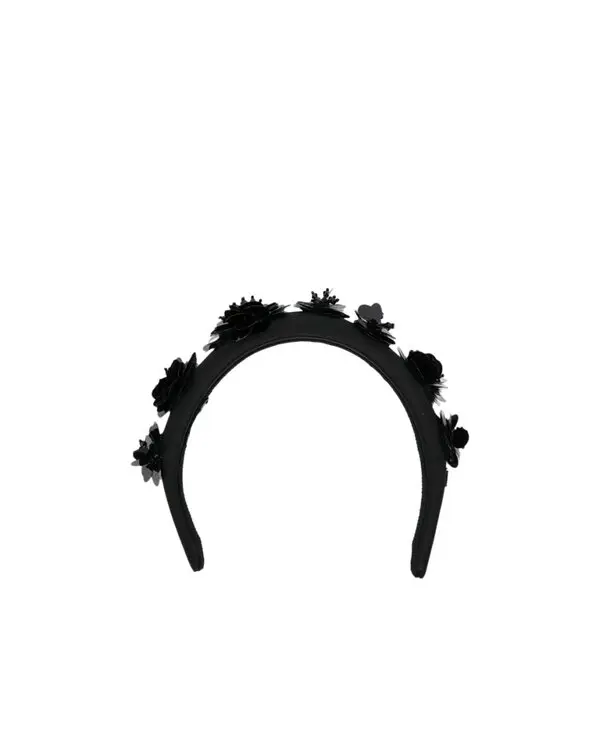 Prada Embellished Floral Hairband - Black
