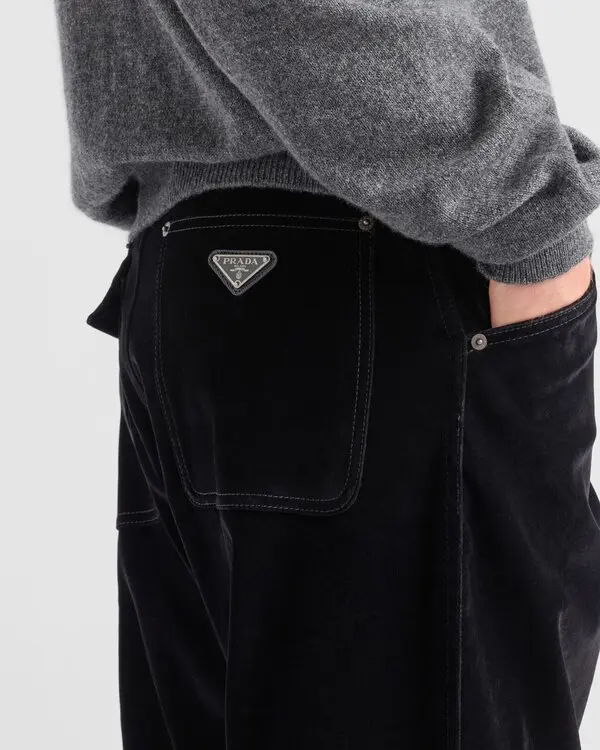 Prada Logo Plaque Straight Leg Trousers - Black