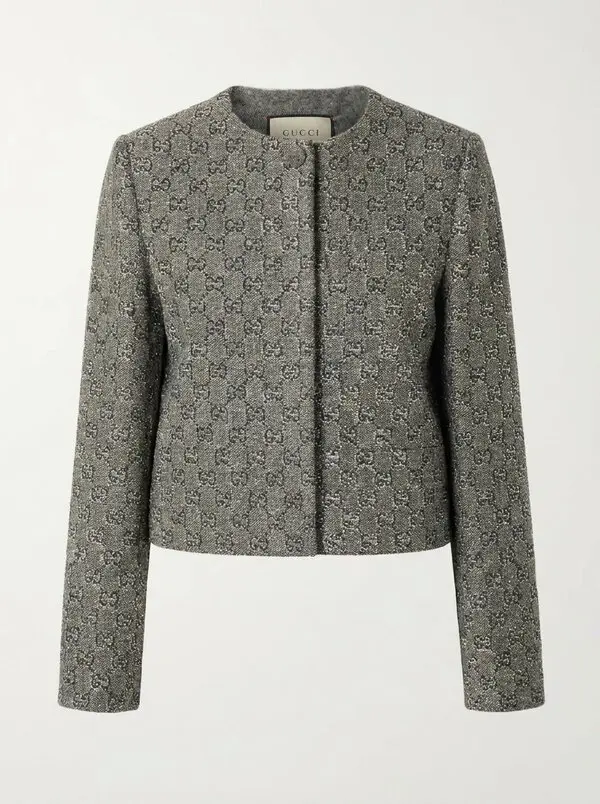 Gucci Shimmery Monogrammed Tweed Jacket