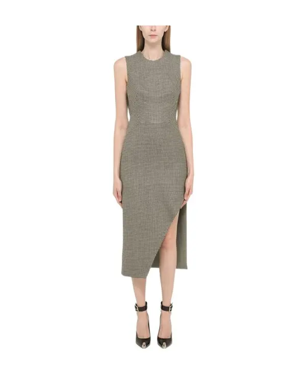 Alexander McQueen Houndstooth Asymmetrical Dress