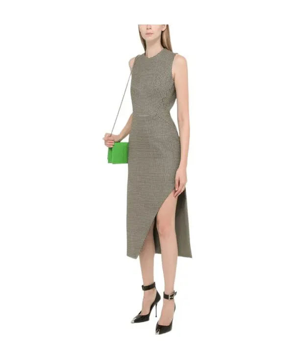 Alexander McQueen Houndstooth Asymmetrical Dress
