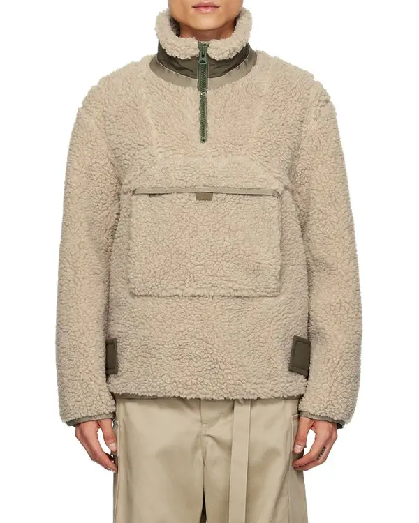 Sacai Faux Shearling Zip-pocket Sweatshirt