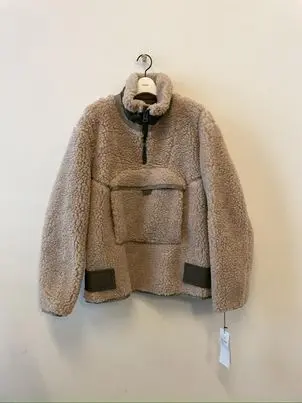 Sacai Faux Shearling Zip-pocket Sweatshirt
