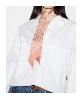 Gucci Gg Printed Silk Twill Neck Bow - Pink