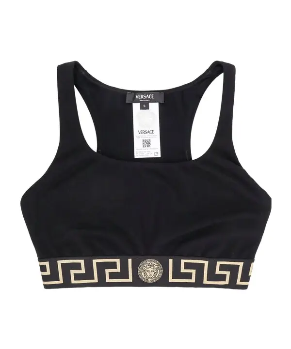 Versace Greca Border Cropped Top - Black