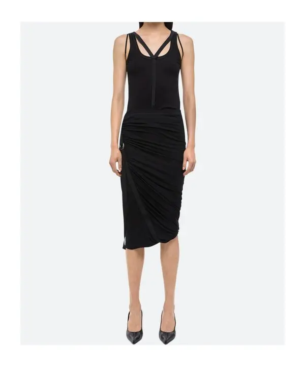 Helmut Lang Ruched Skirt With D-ring Detail
