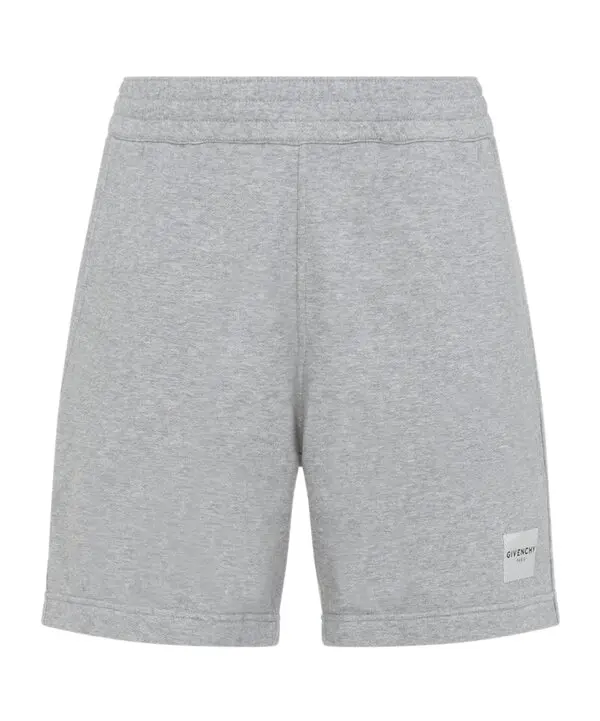 Givenchy Paris Logo Patch Elastic Waist Shorts - Gray