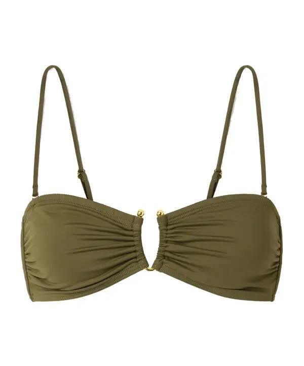 NILI LOTAN Embellished Bikini Top - Dark Green