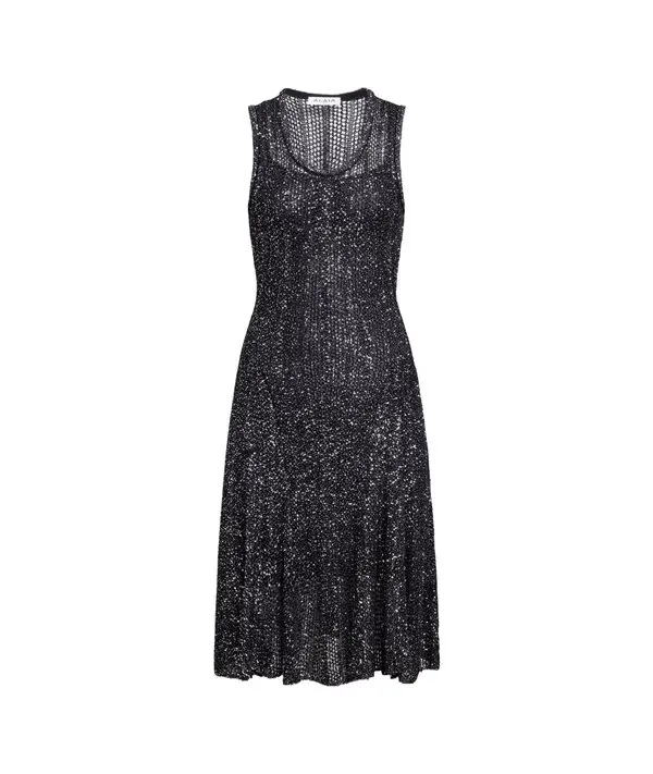 Alaïa Sequin Knit Skater Dress - Black/silver
