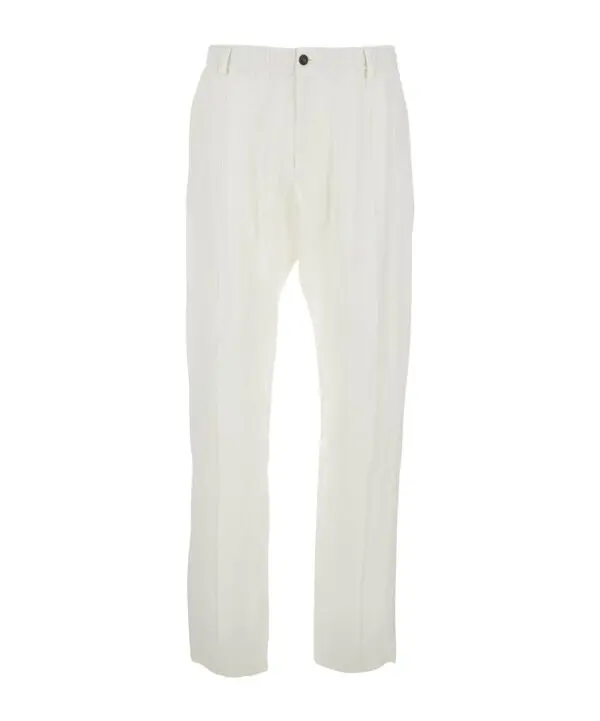 Emporio Armani Pleate Detailed Straight Leg Pants - White