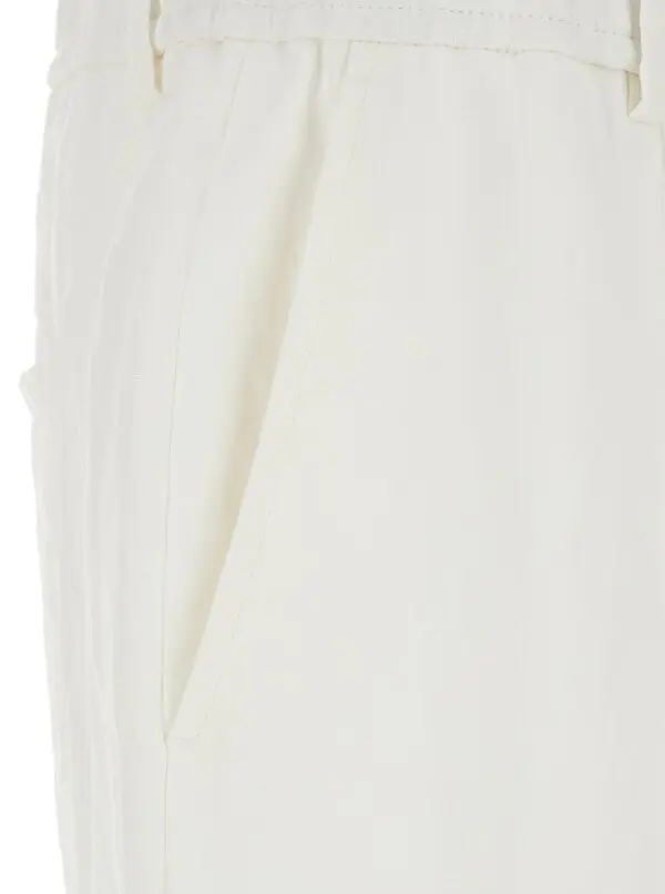Emporio Armani Pleated Straight Leg Trousers - White