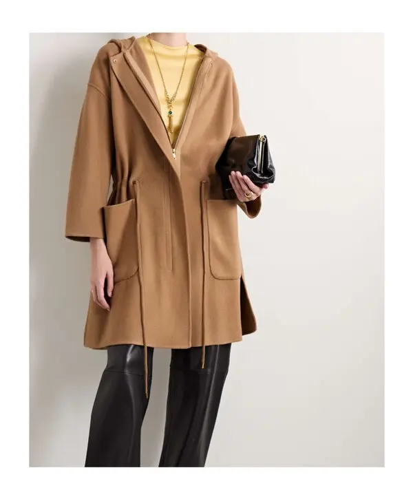Max Mara Miele Drawstring Hooded Coat