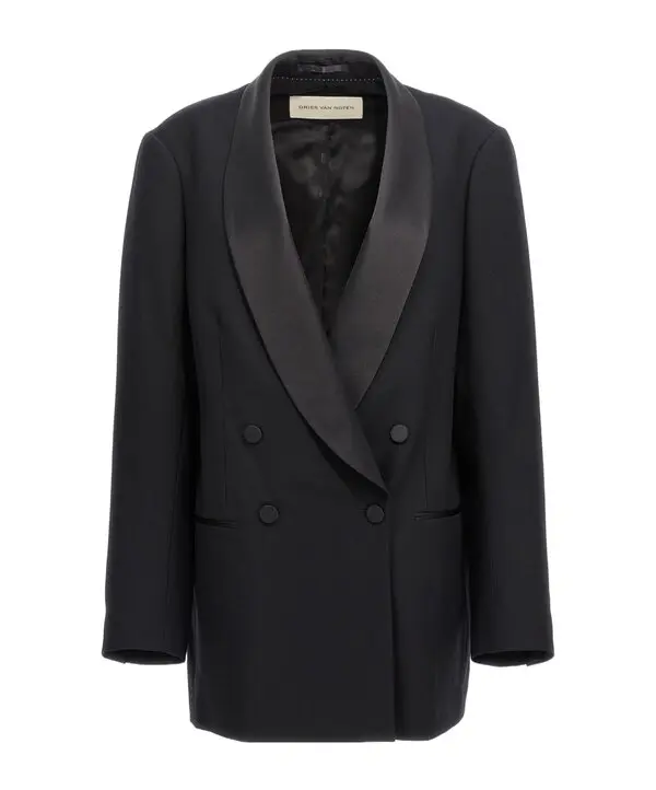 Dries Van Noten Double-breasted Tuxedo Blazer - Black