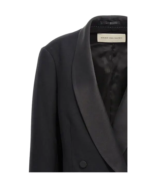 Dries Van Noten Double-breasted Tuxedo Blazer - Black
