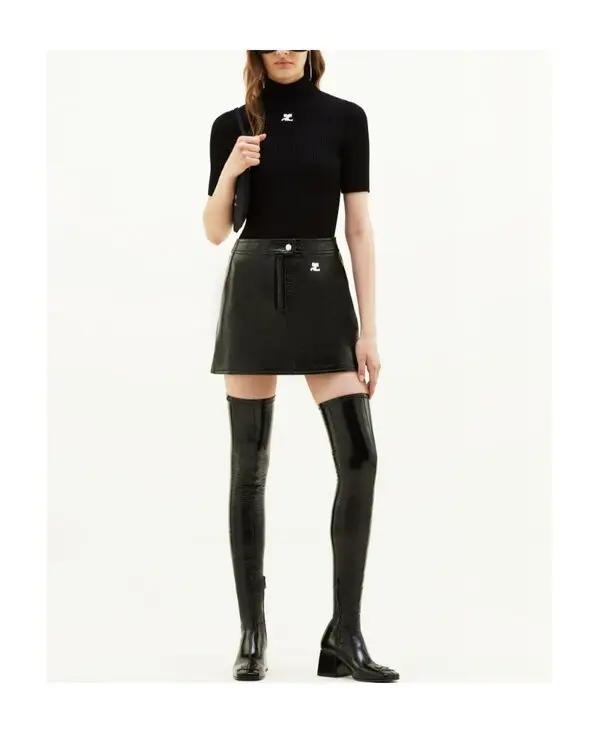 COURREGES Courrèges Reedition Logo Patch Mini Skirt - Black