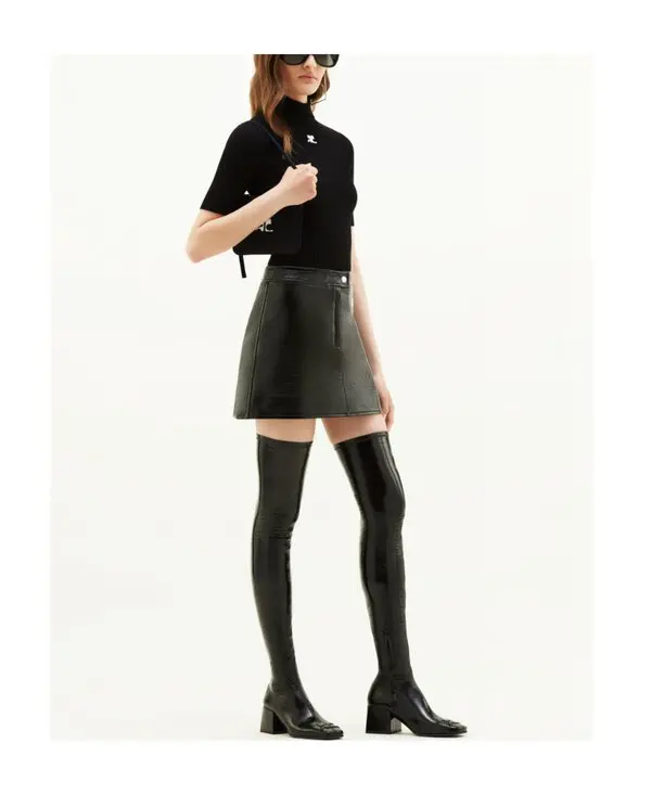 COURREGES Courrèges Reedition Logo Patch Mini Skirt - Black