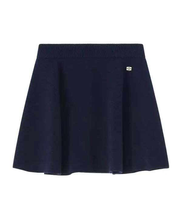 GANNI Wool Blend Elastic Waist Mini Skirt - Black