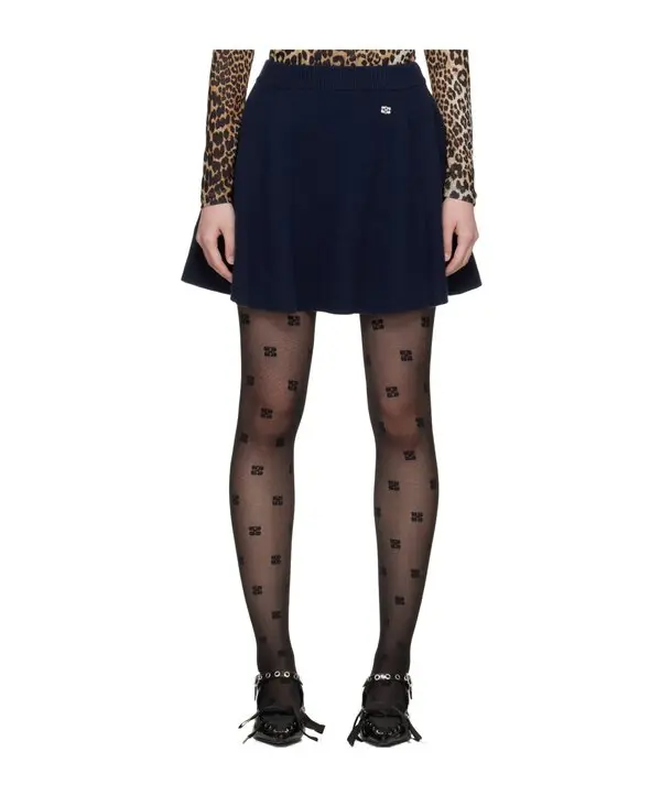 GANNI Wool Blend Elastic Waist Mini Skirt - Black