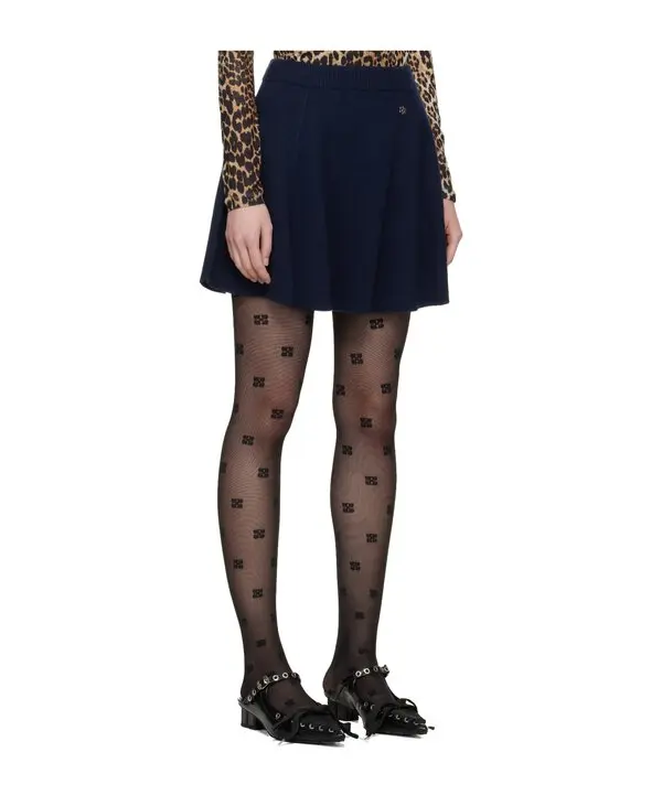 GANNI Wool Blend Elastic Waist Mini Skirt - Black