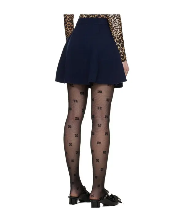 GANNI Wool Blend Elastic Waist Mini Skirt - Black