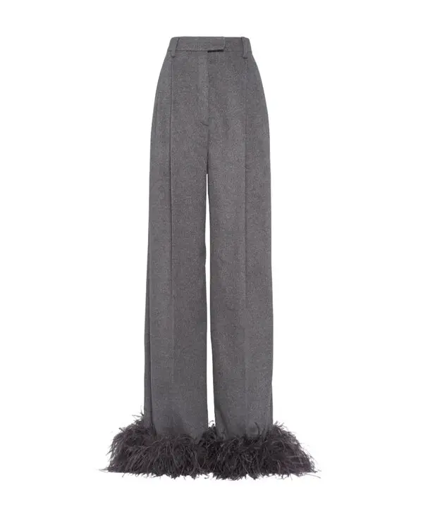 Prada Wide-leg Feathered Trousers