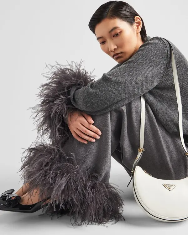 Prada Wide-leg Feathered Trousers