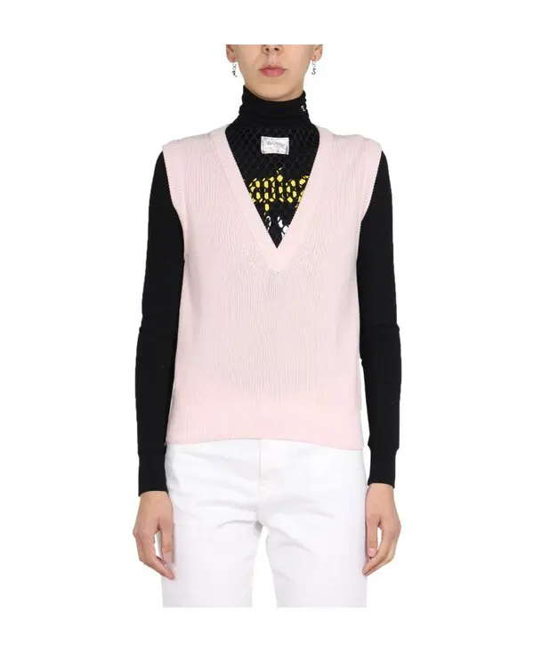 Raf Simons Textured Knit V-neck Vest Sweater
