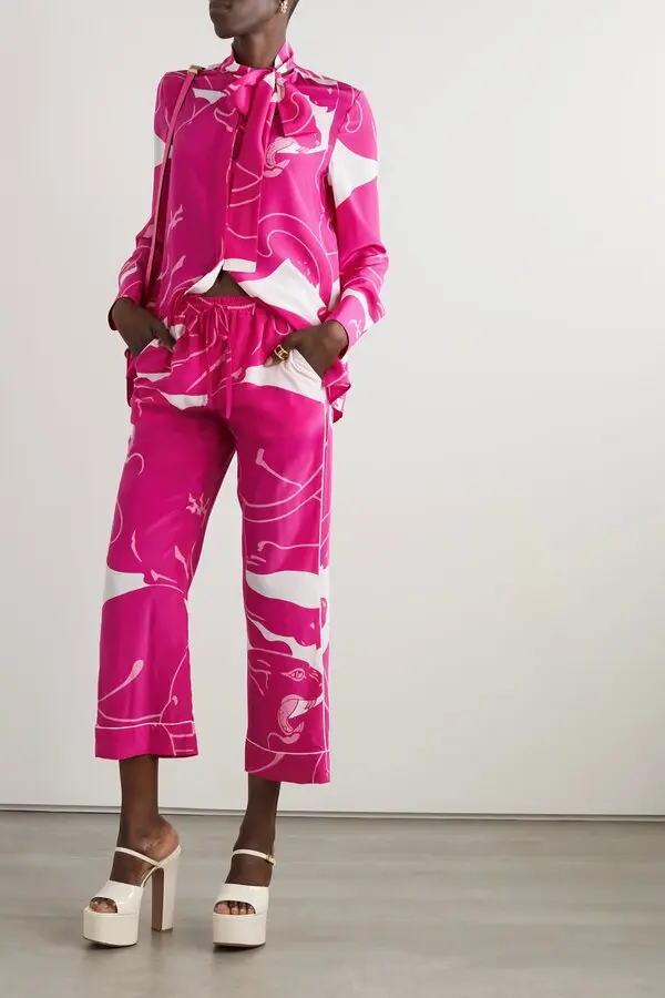 Valentino Garavani Printed Long-sleeve Shirt With Bow Detail