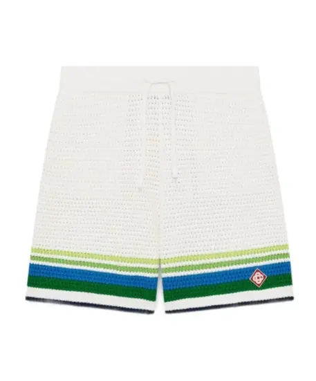 Casablanca Tennis Stripe Knit Shorts - White