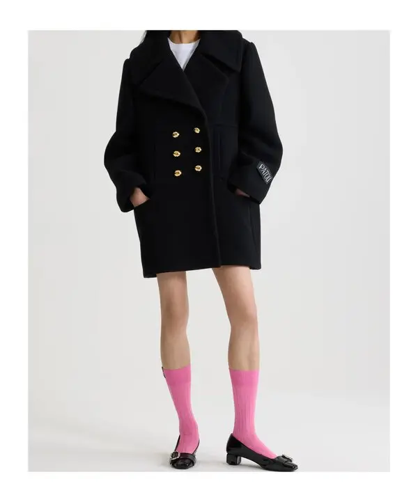 PATOU Double-breasted Coat With Notched Lapel - Black