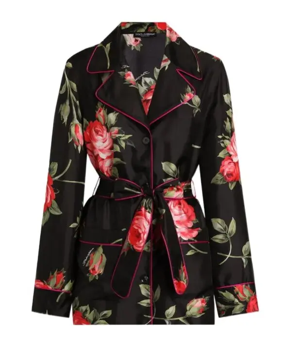 Dolce & Gabbana Floral Print Belted Blazer