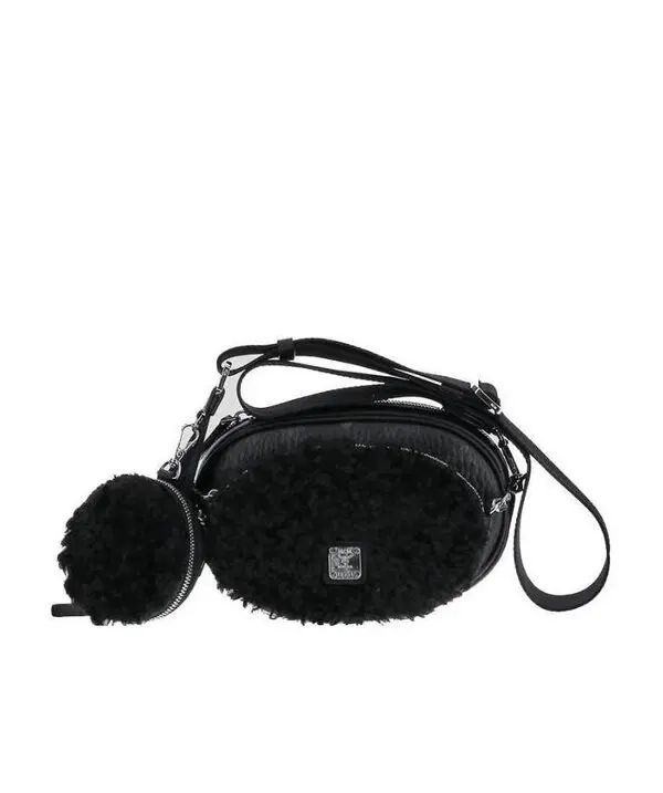 Mcm Ecological Fur Cross-body Bag With Monogram Detail