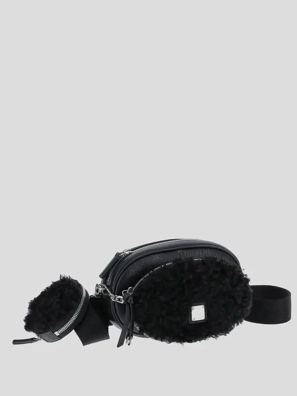 Mcm Ecological Fur Cross-body Bag With Monogram Detail