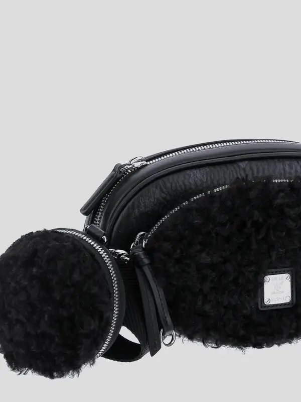 Mcm Ecological Fur Cross-body Bag With Monogram Detail