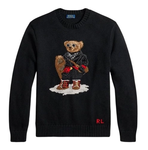 Polo Ralph Lauren Crew Neck Polo Bear Pullover - Black