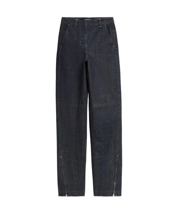 Jacquemus Stitch Detailed High Waist Jeans - Deep Navy Blue
