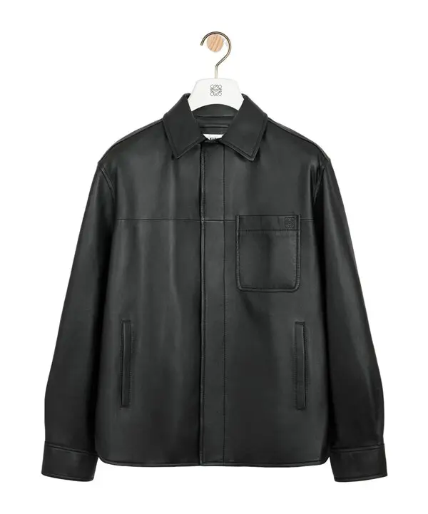Loewe Curved Hem Leather Shirt - Black