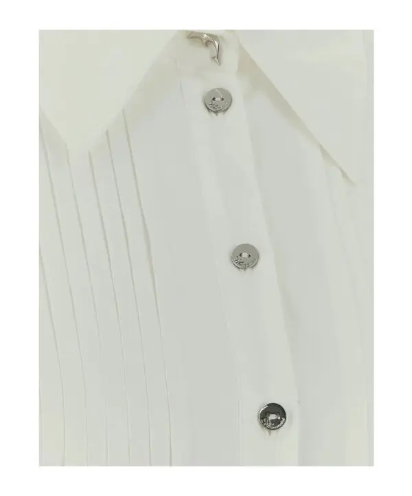 Blumarine Cropped Poplin Shirt With Adjustable Back Strap