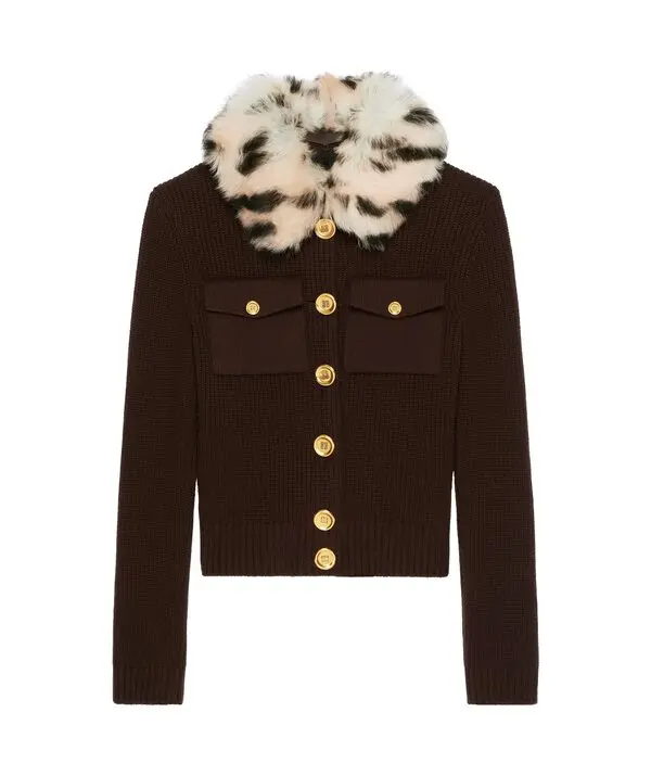 Givenchy Fur Collared Button-up Cardigan - Auburn