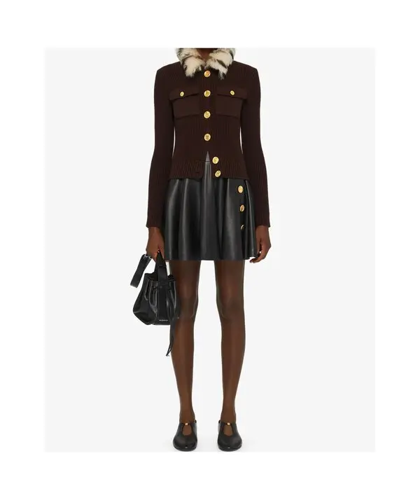 Givenchy Fur Collared Button-up Cardigan - Auburn