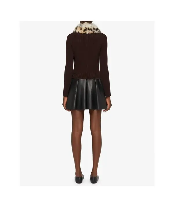 Givenchy Fur Collared Button-up Cardigan - Auburn