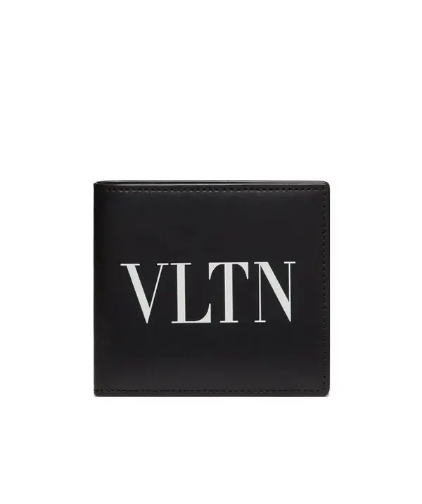 Valentino Garavani Vltn Logo Printed Bi-fold Wallet - Black