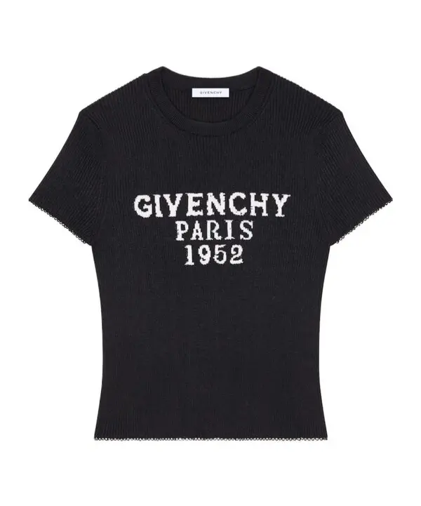 Givenchy Paris 1952 Jacquard Cropped Knit Top - Black
