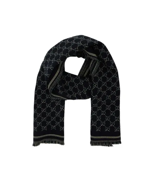 Gucci Gg Wool Jacquard Scarf - Black
