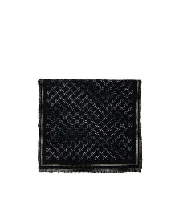 Gucci Gg Wool Jacquard Scarf - Black